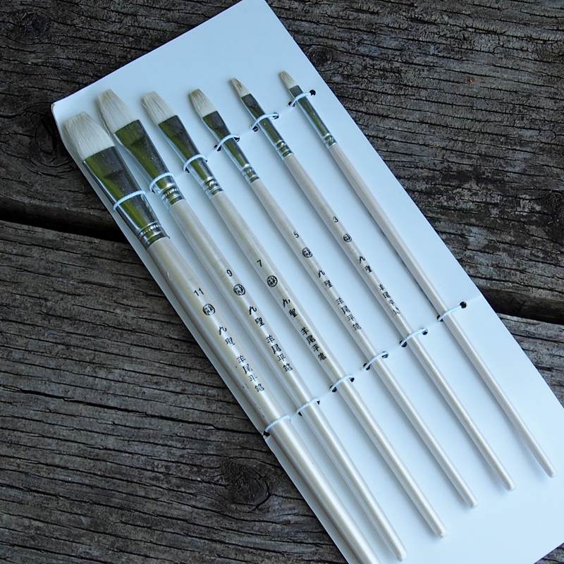 Handmade Watercolour Brushes Set of 6, Soft Fine Goat Hair Flat Brushes ...
